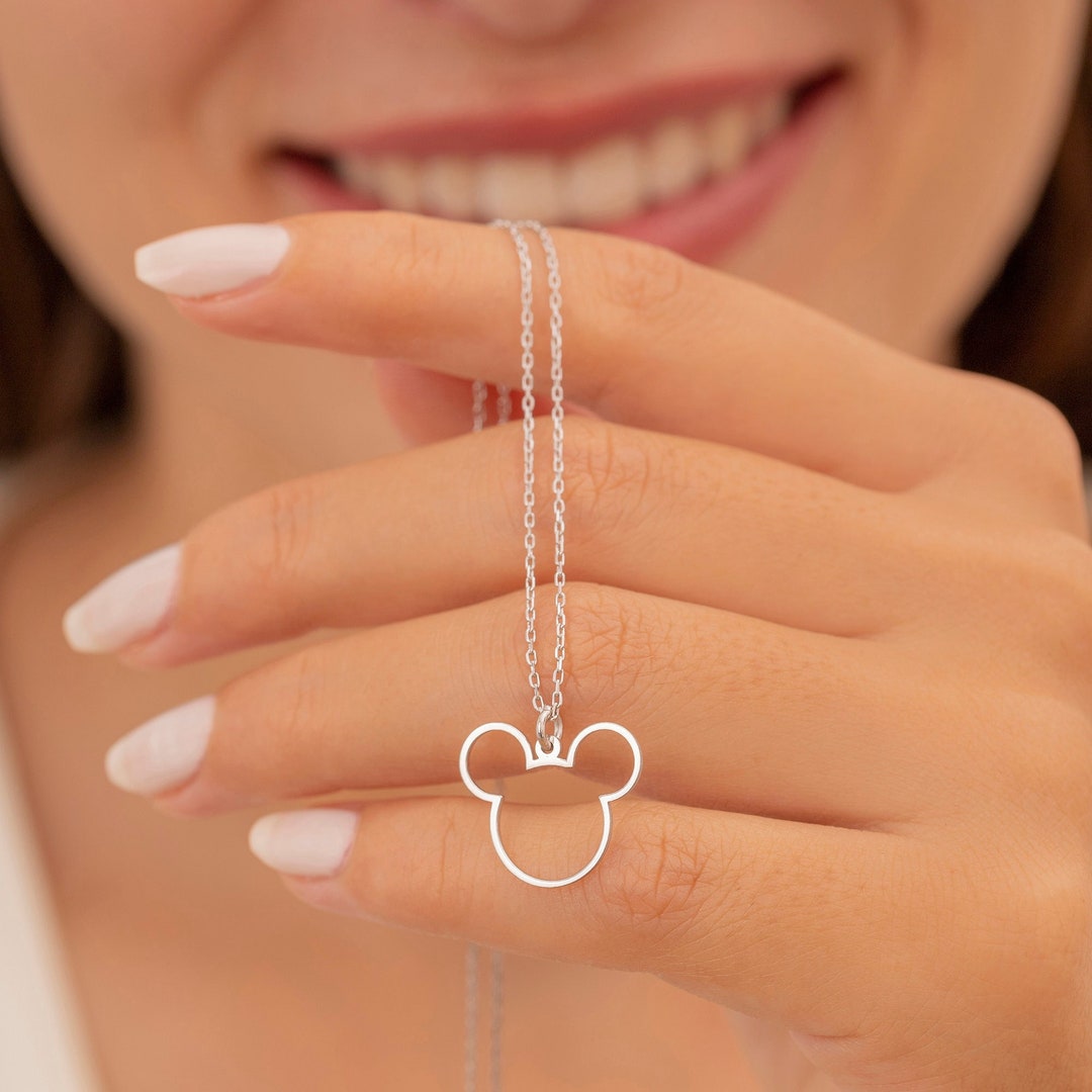 Mickey Mouse Necklace, Dainty Disney Necklace, Minnie- Mickey Head ...
