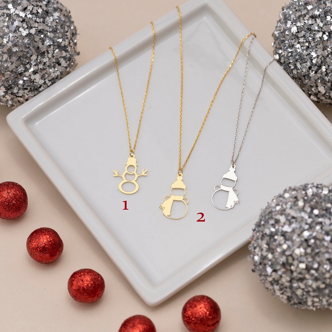 Xmas Snowman Necklaces, Minimalist Snowman Pendants, Winter Snowman ...