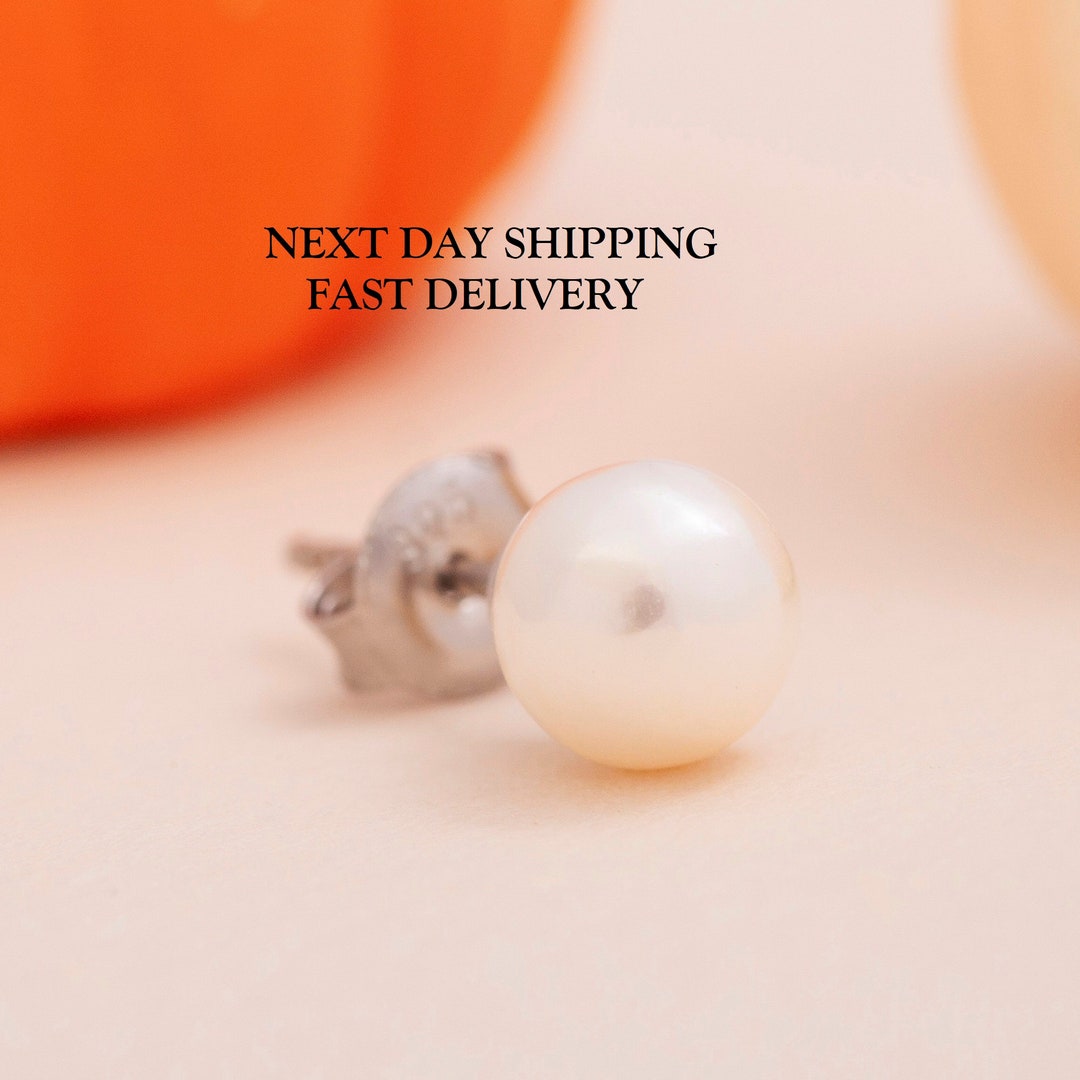 Pearl Earring Studs, Bridesmaid Pearl Stud Earrings, Genuine Fresh ...