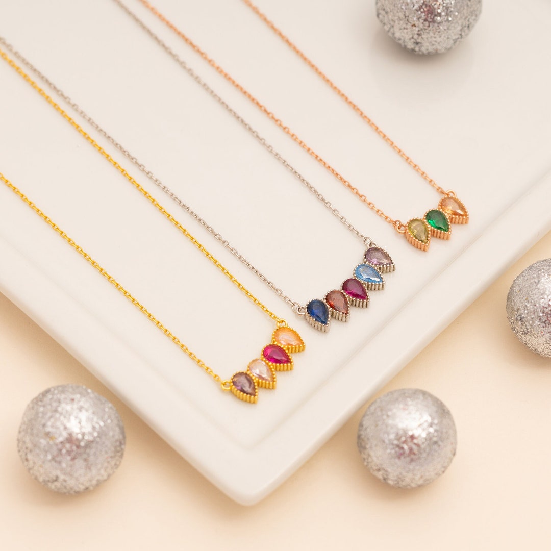 Customizable Birthstone Necklace,personalized Gemstone Jewelry, Dainty ...