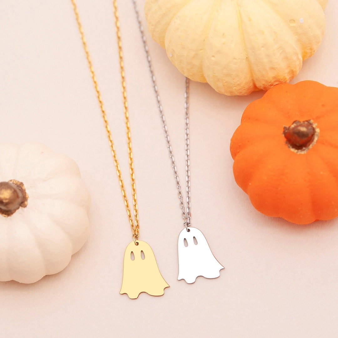 Halloween Necklace, Ghost Jewelry, Cute Ghost Necklace, Minimalist ...