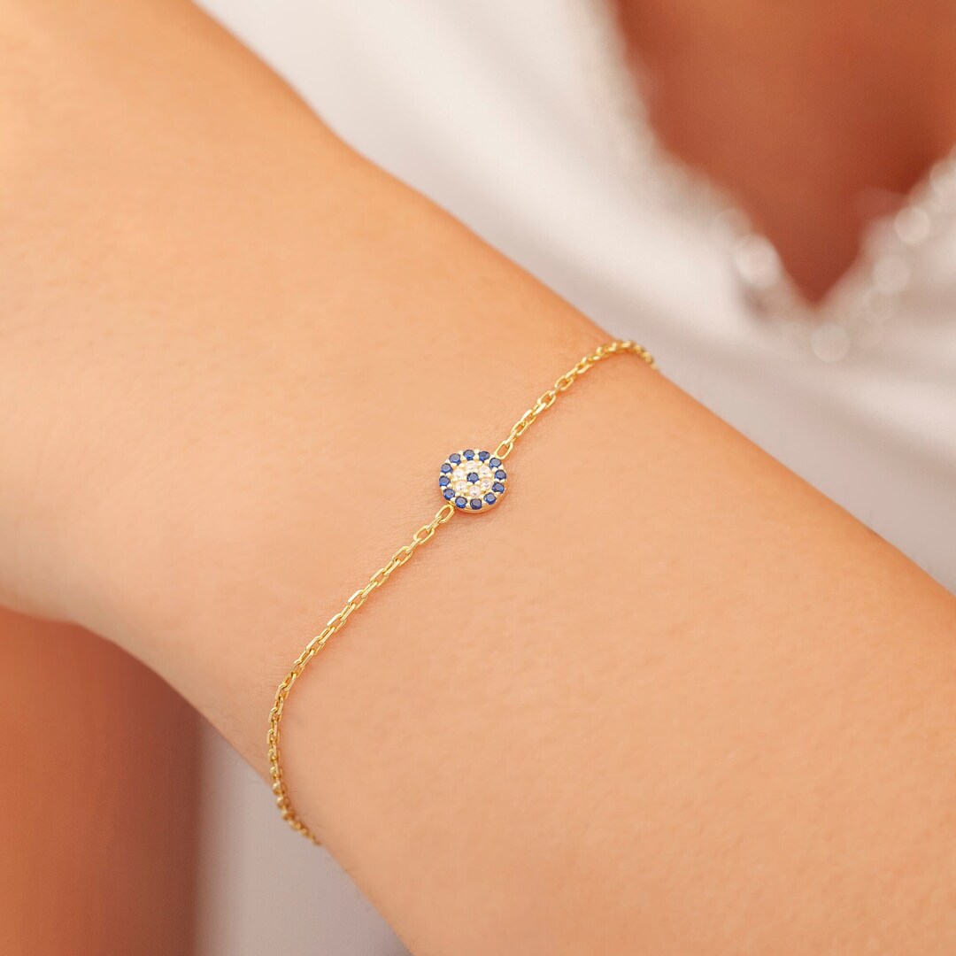 Evil Eye Paperclip Chain Bracelet, Handmade Braceletsfor Women ...