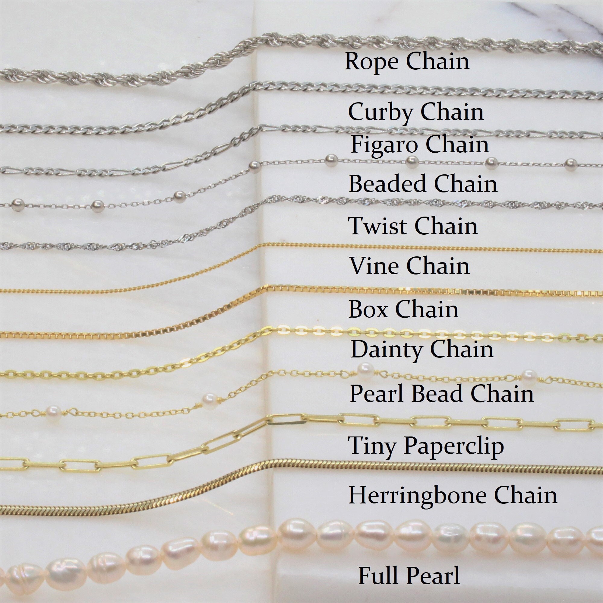 Sterling Silver Chain, Rope Chain, Curby Chain, Figaro Chain,bead Chain ...