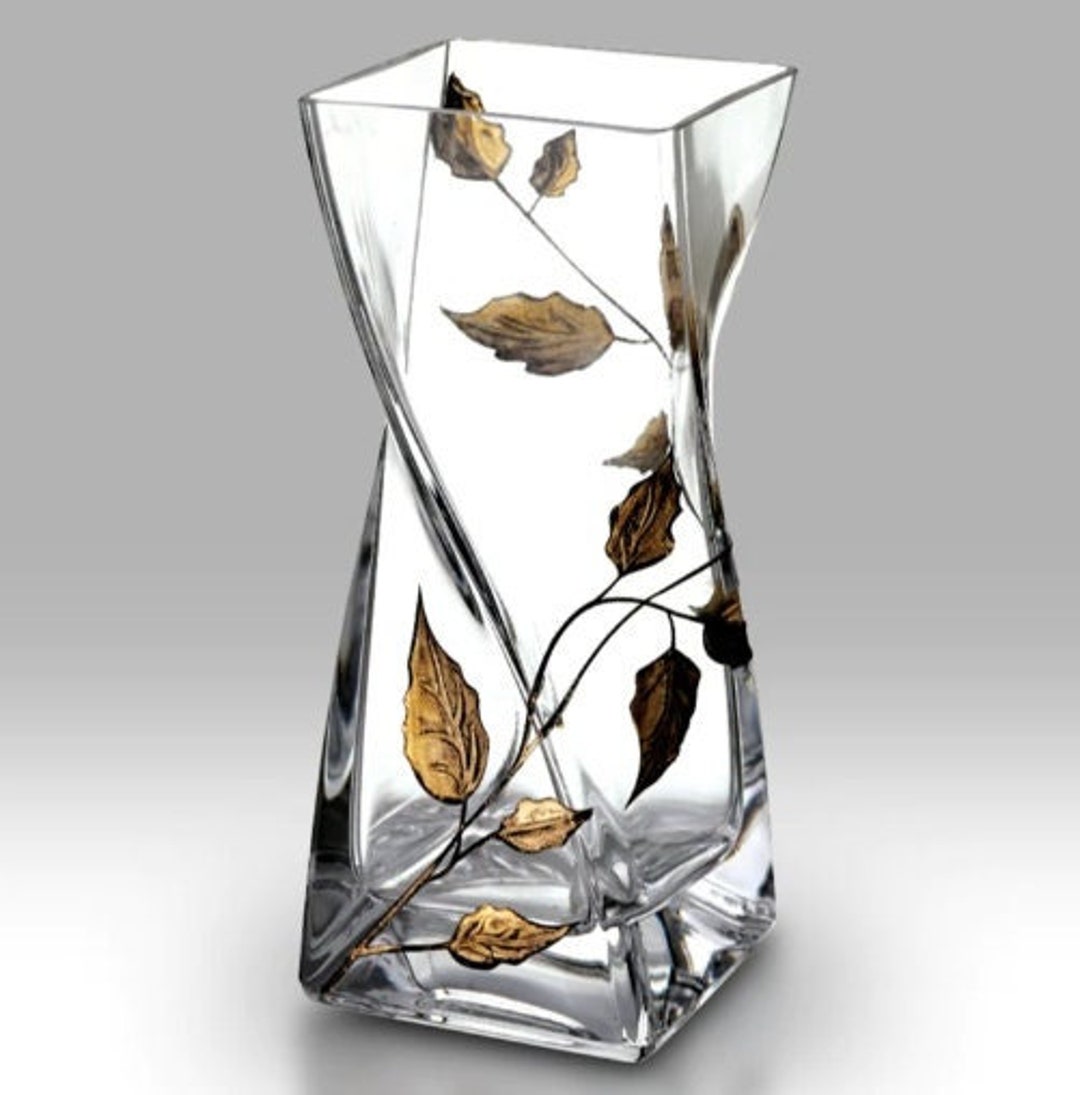 Gold Leaf 20cm Twist Vase by Nobile Glassware - Etsy
