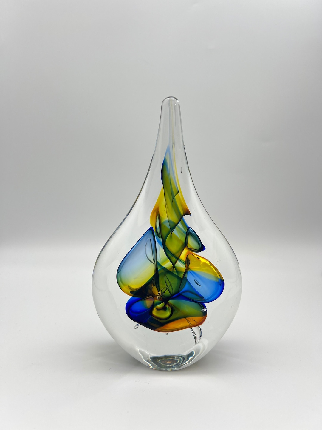 Handmade Crystal Paperweight in Blue/gold by Nobile Glassware - Etsy