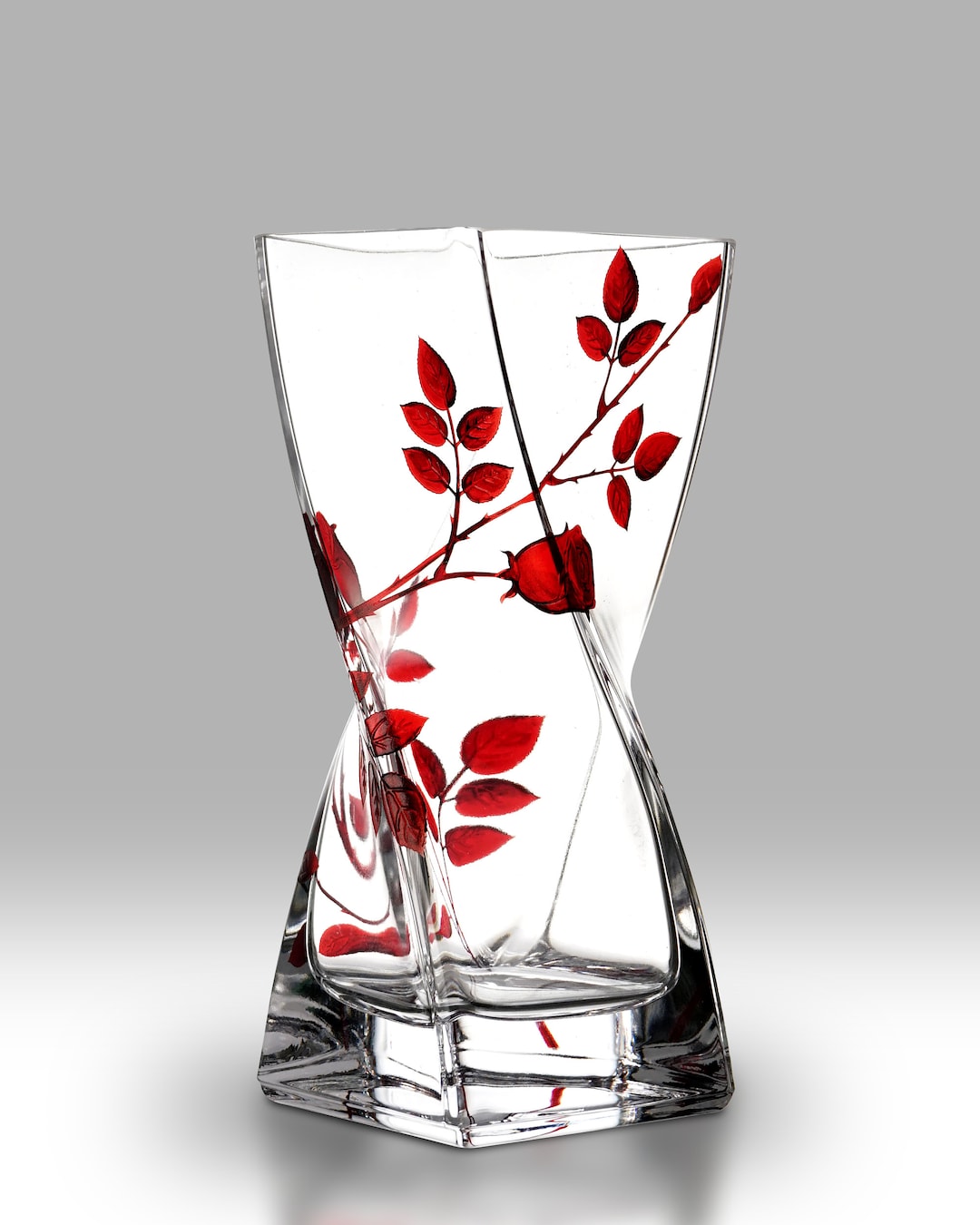 Forever Rose Ruby - 20cm Twist Vase by Nobile Glassware - Etsy