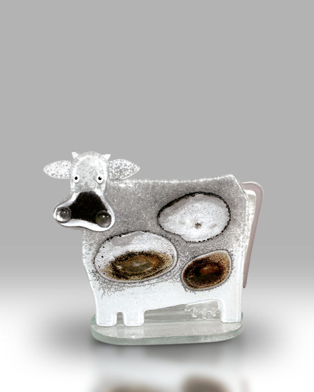 Handmade Fused Glass Cow in White/grey - by Nobilé Glassware - Etsy