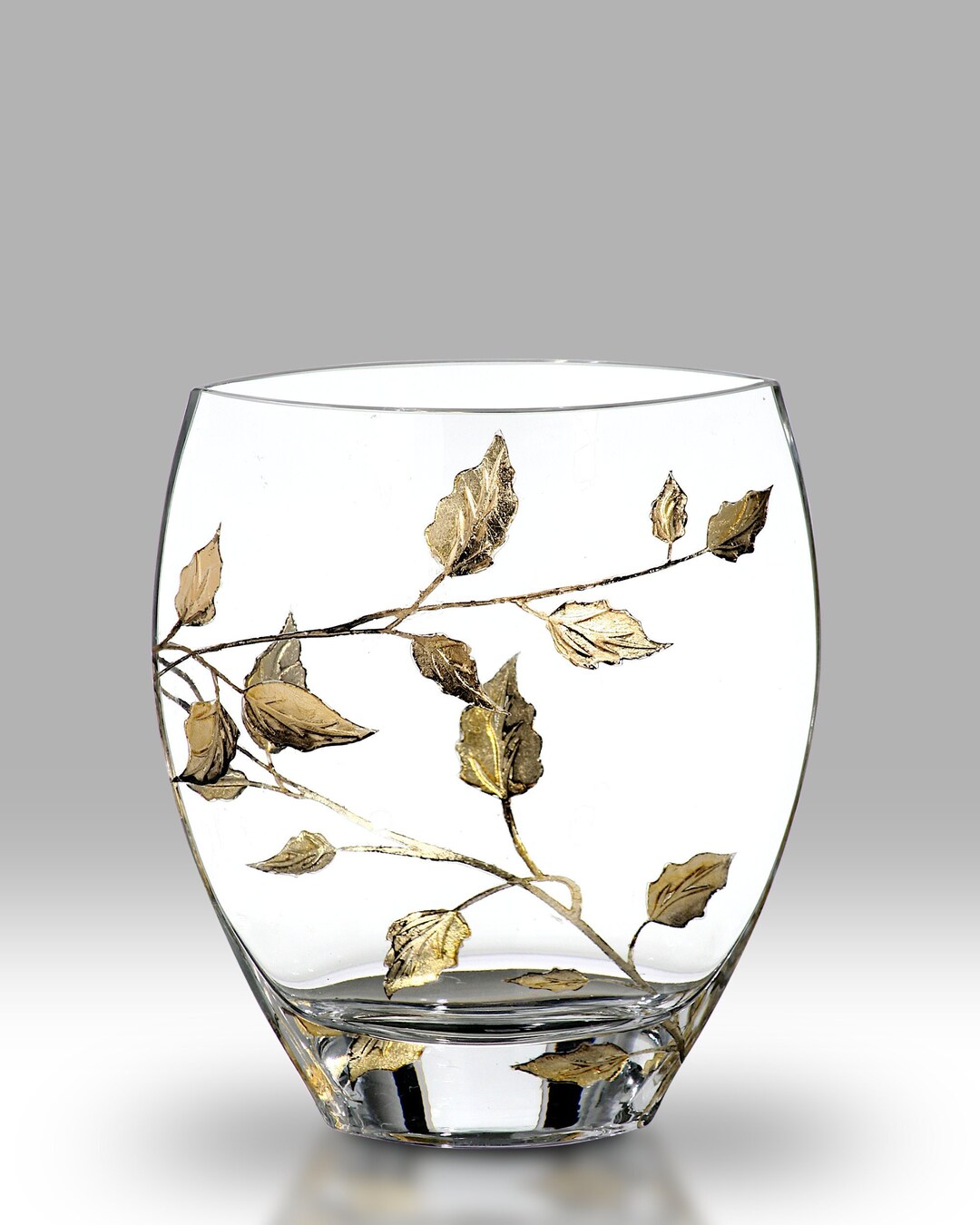 Gold Leaf - 21cm Curved Vase by Nobile Glassware - Etsy
