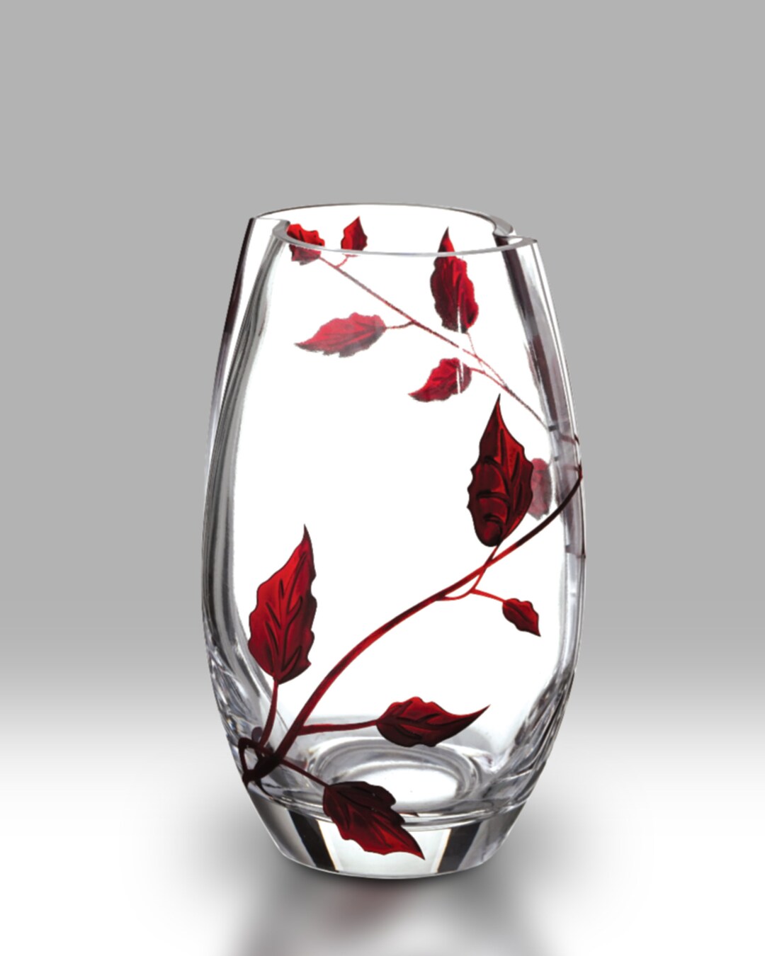Ruby Leaf - 20cm Round Vase by Nobile Glassware - Etsy