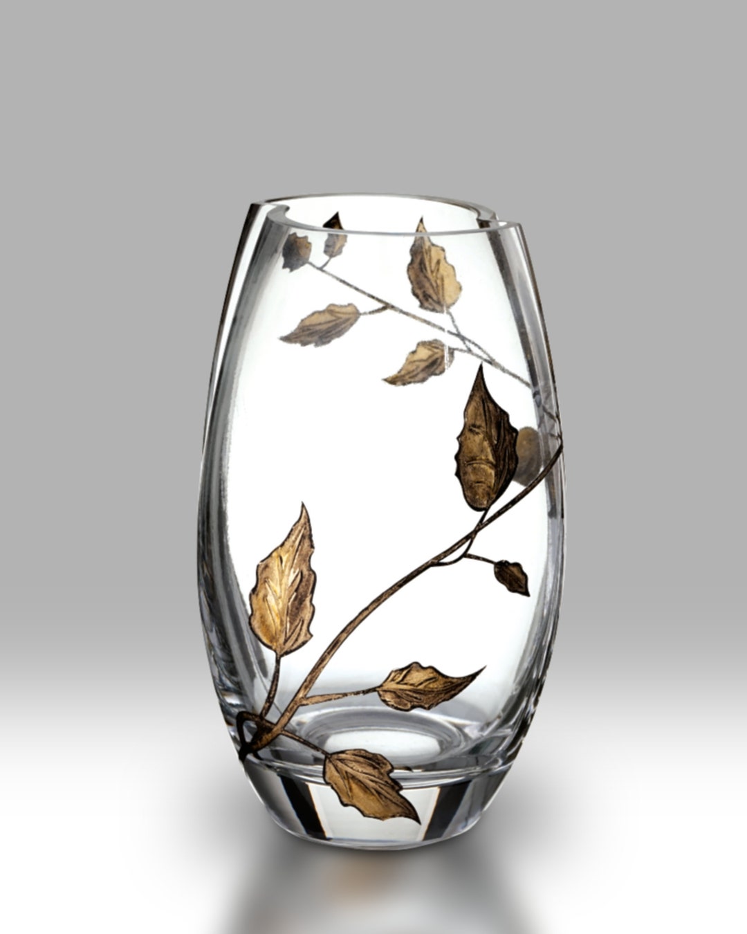 Gold Leaf - 20cm Round Vase by Nobile Glassware - Etsy