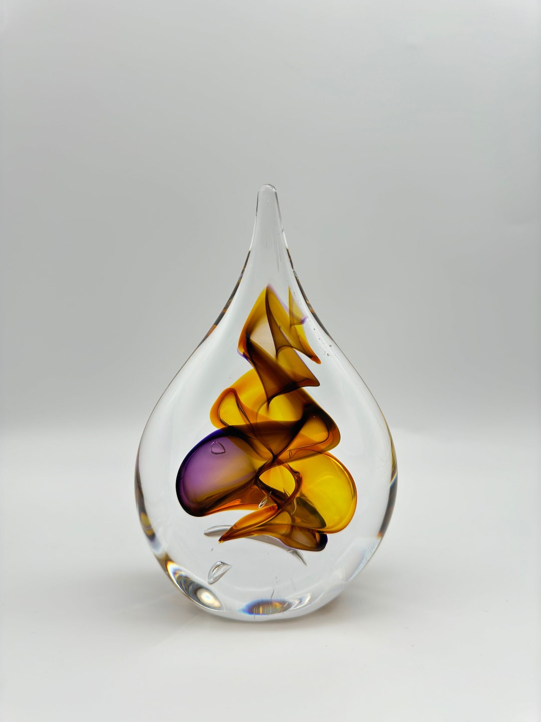 Handmade Crystal Paperweight in Purple/gold by Nobile Glassware - Etsy