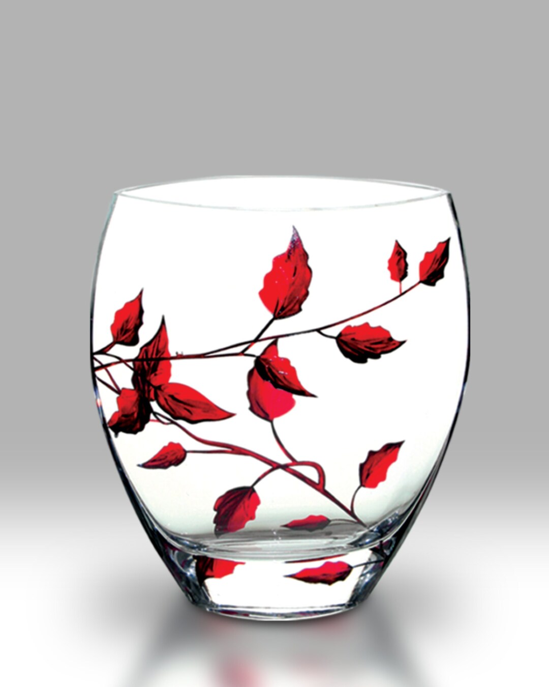 Ruby Leaf - 21cm Curved Vase by Nobile Glassware - Etsy