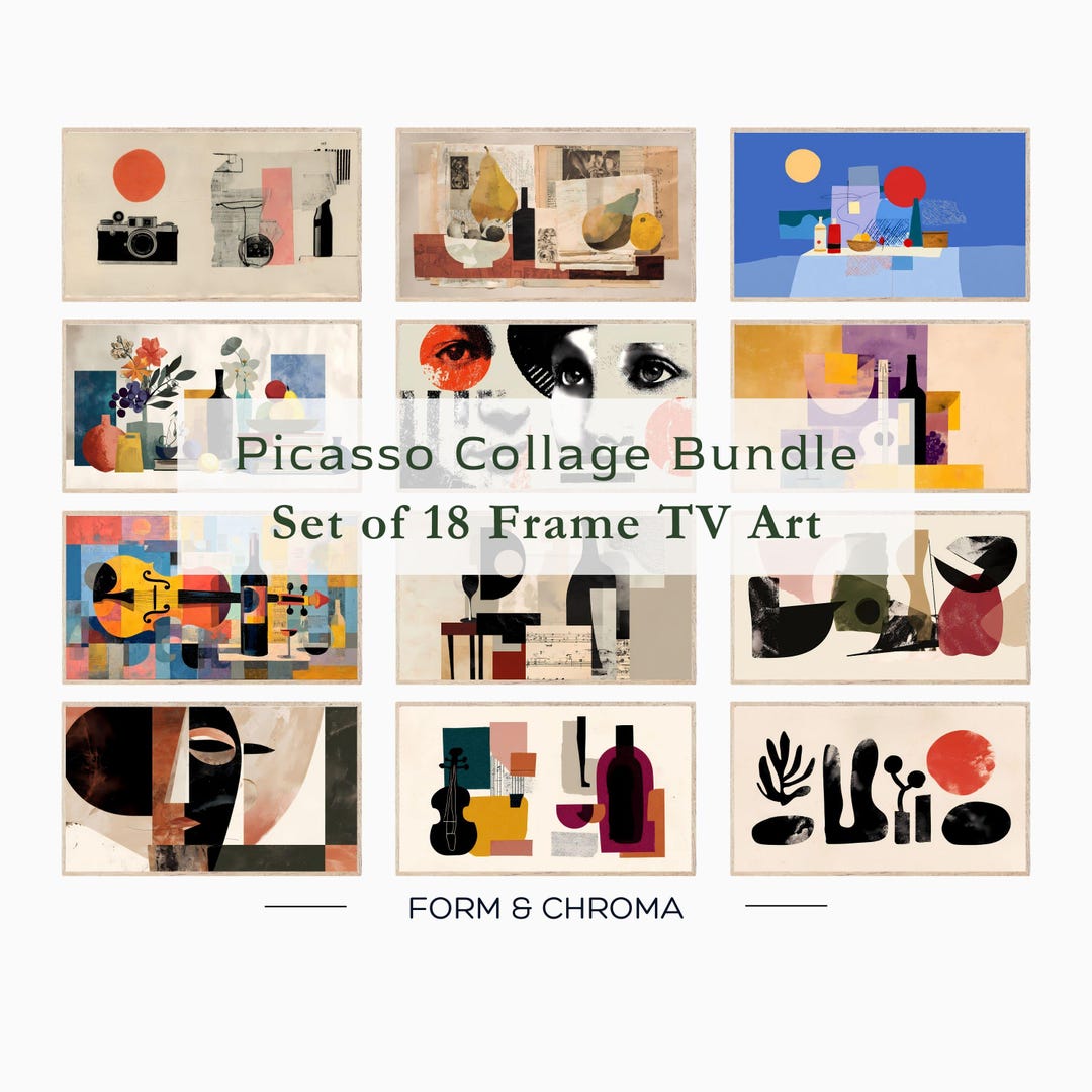 Cubist Collage Frame TV Art Bundle 18 Picasso Inspired Modern Art ...