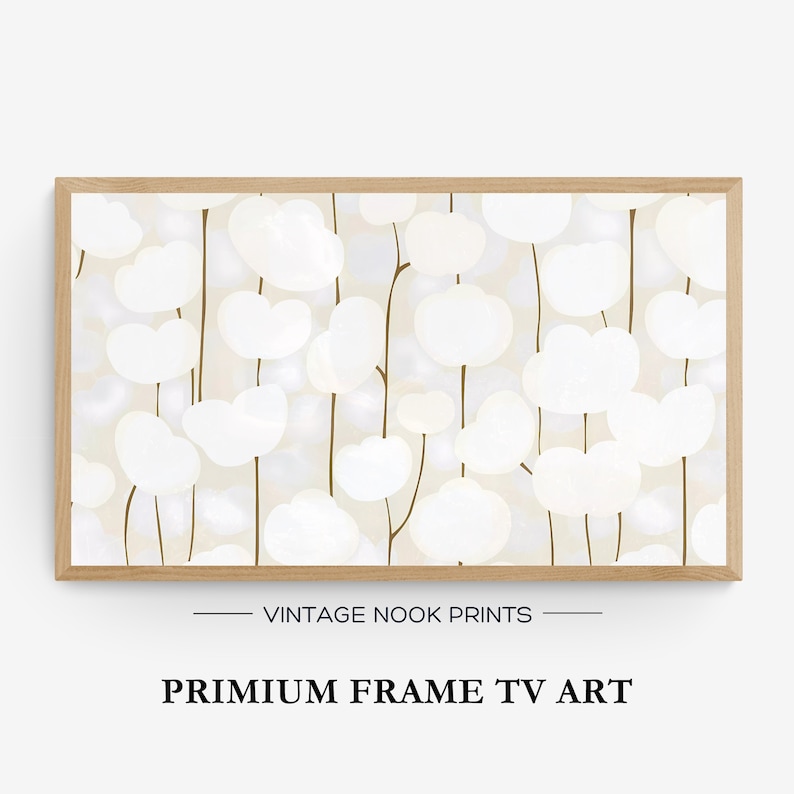 Samsung Frame TV Art Abstract White Flowers Samsung Art TV White Floral ...
