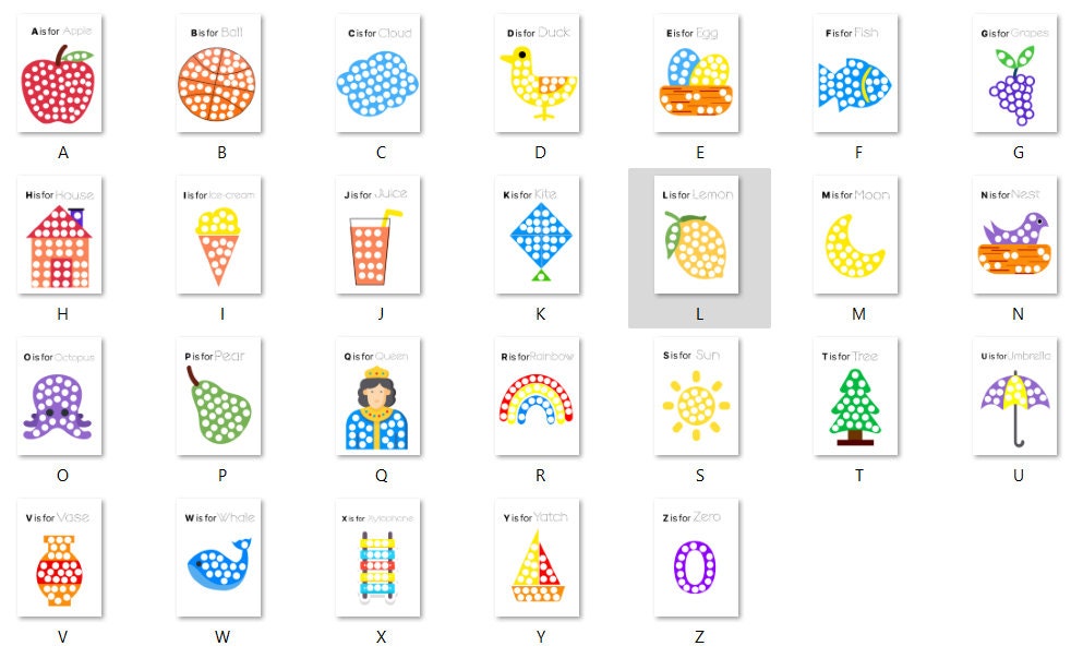 Do A Dot ART and Trace Alphabet Printable 26 Colorful Sheets Tracing ...
