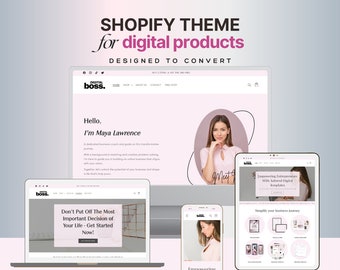 Pink Shopify Theme for Selling Digital Products Ecommerce Business ...