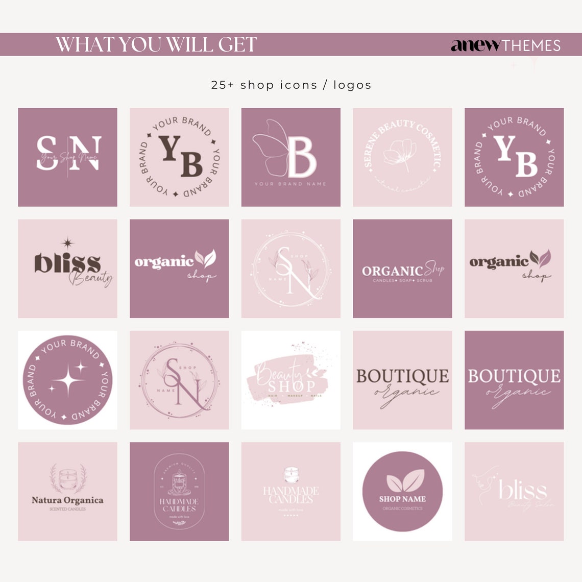 Lavender Pink Etsy Shop Banner Kit Branding Bundle Etsy Store Editable ...