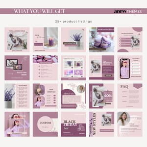 Lavender Pink Etsy Shop Banner Kit Branding Bundle Etsy Store Editable ...