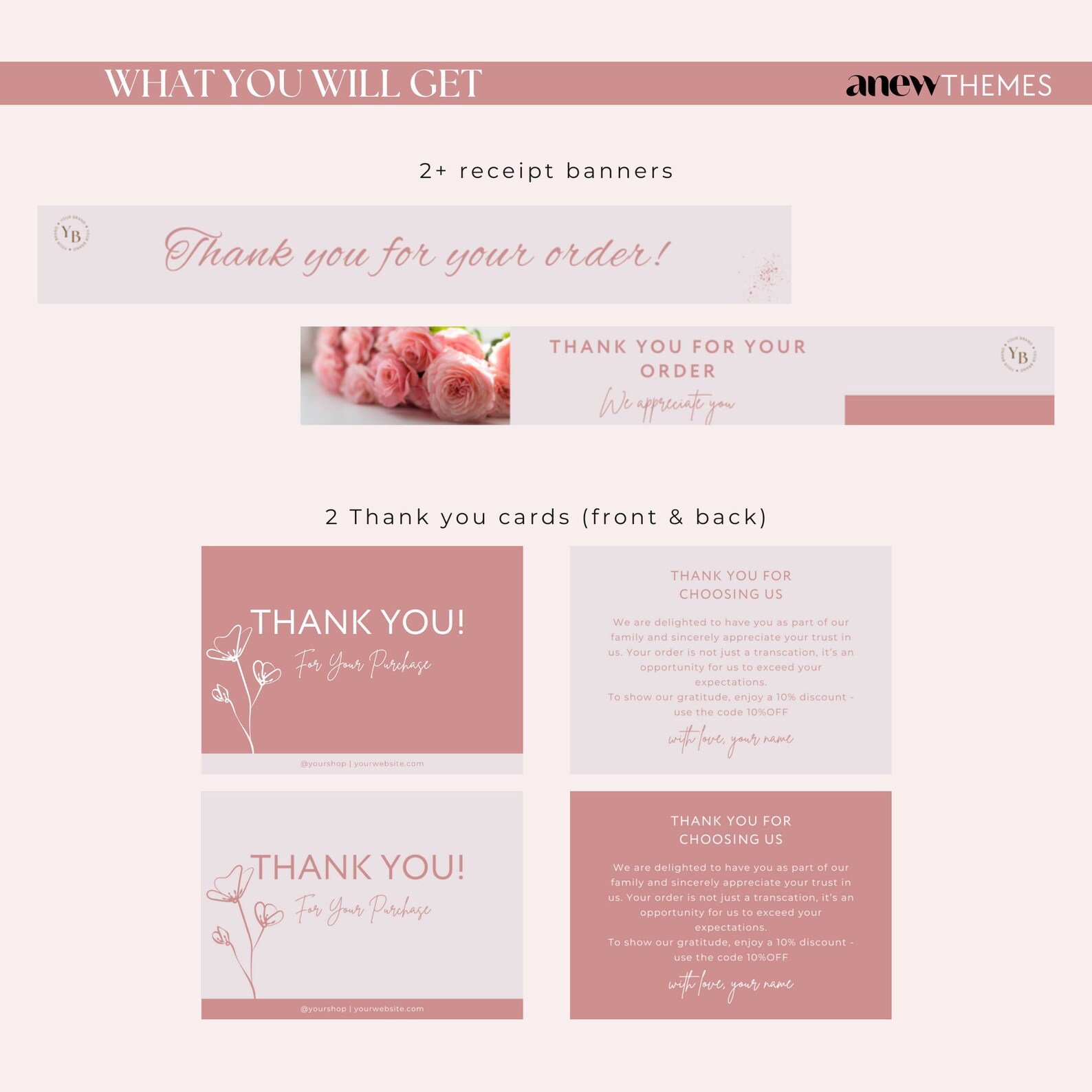 Pink Etsy Shop Banner Kit Branding Kit Bundle Etsy Store Editable Canva ...