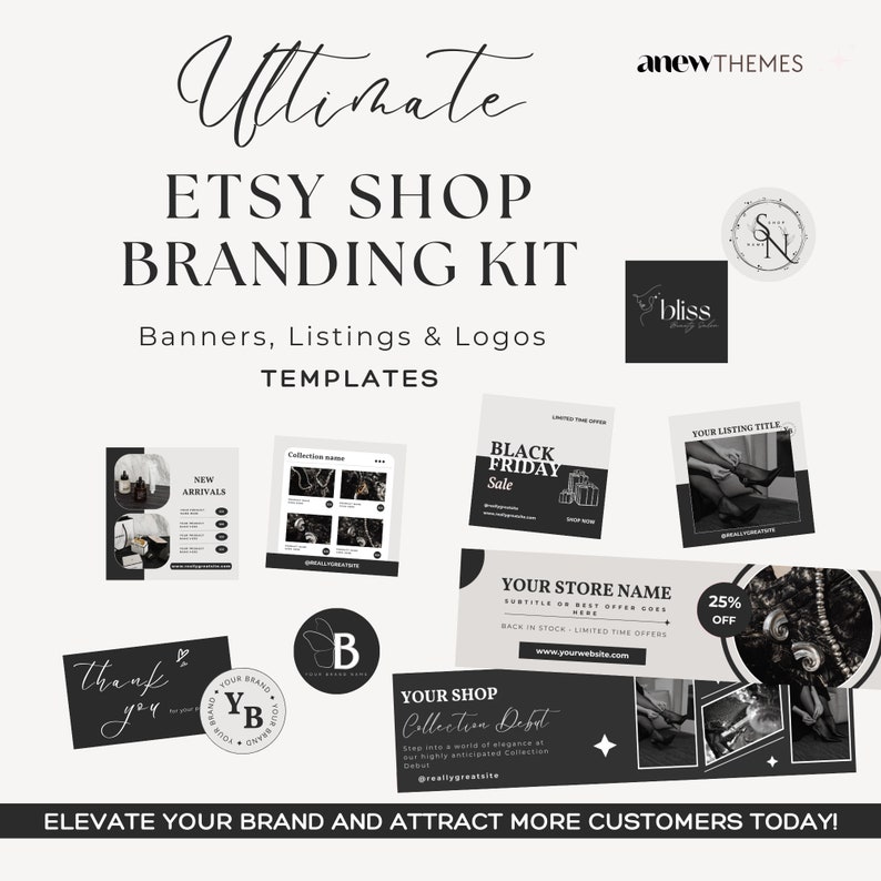 Etsy Shop Banner Kit Etsy Store Listing Mockup Black Branding Kit ...