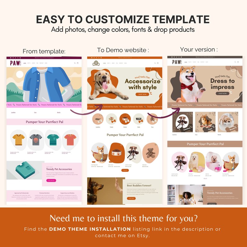 Professional Pet Supplies Shopify Theme Easy-to-edit Website Template ...
