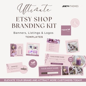 Lavender Pink Etsy Shop Banner Kit Branding Bundle Etsy Store Editable ...