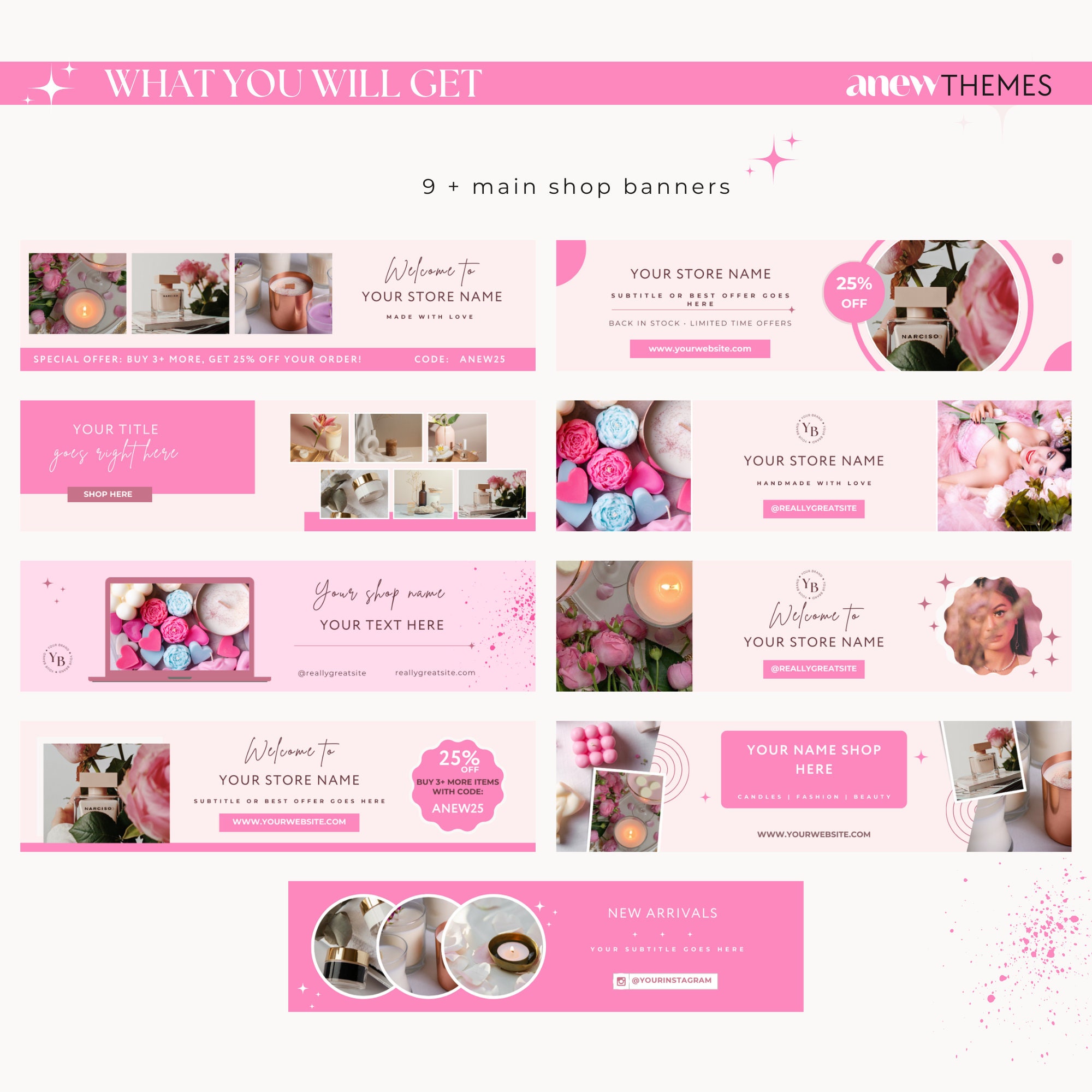 Modern Etsy Shop Banner Kit Branding Kit Bundle Etsy Store Editable ...