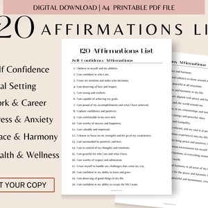 120 Daily Affirmations List, Self Love Affirmations, Goal Setting ...