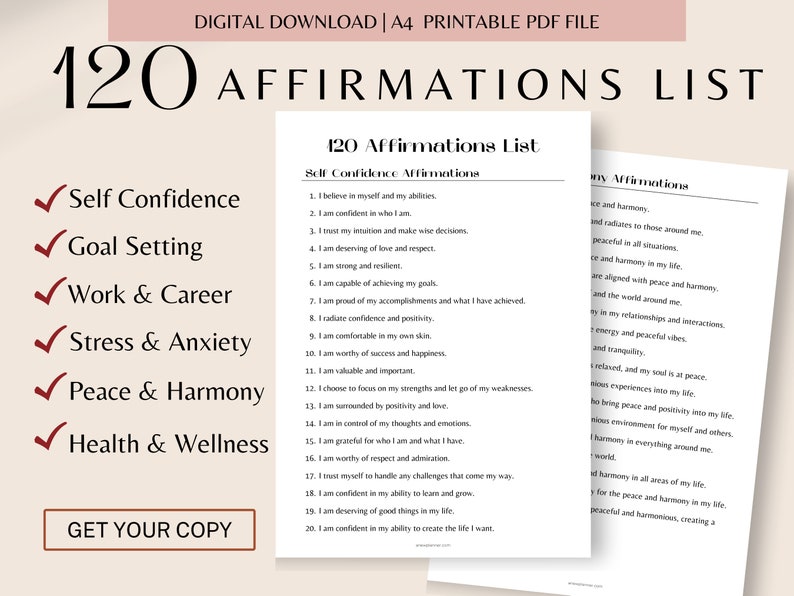 120 Daily Affirmations List, Self Love Affirmations, Goal Setting ...