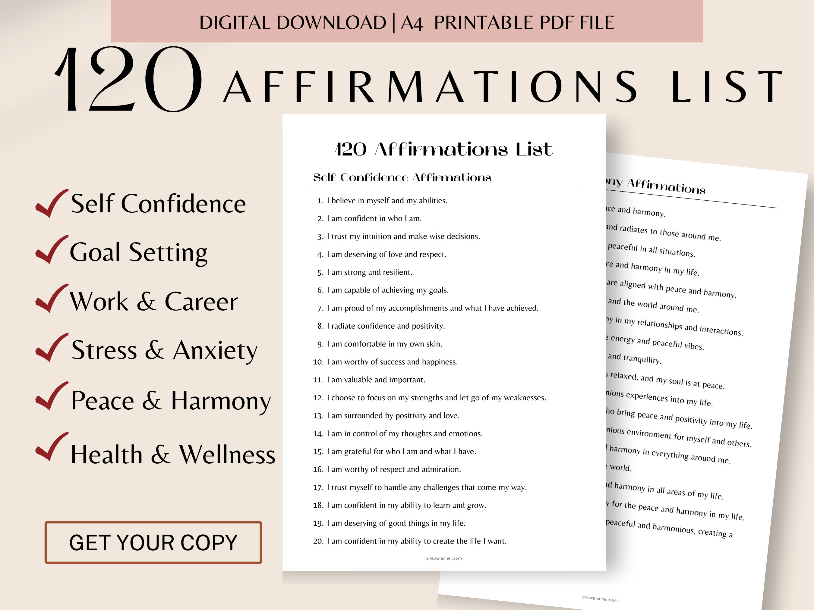 120 Daily Affirmations List, Self-love, Goal Setting (digital PDF) - Etsy