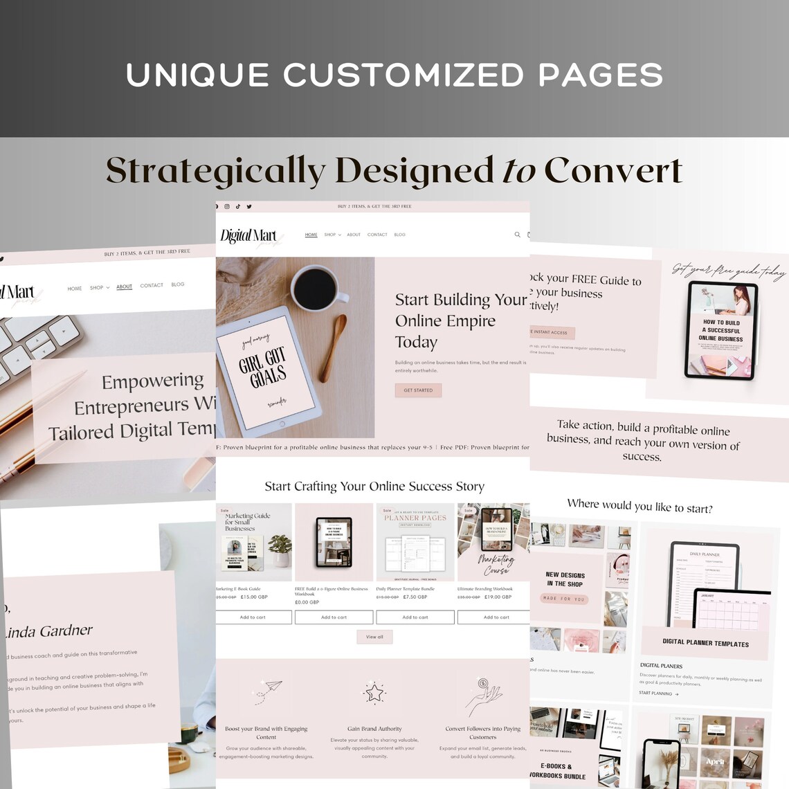 Pink Shopify Theme for Selling Digital Products Ecommerce Business ...
