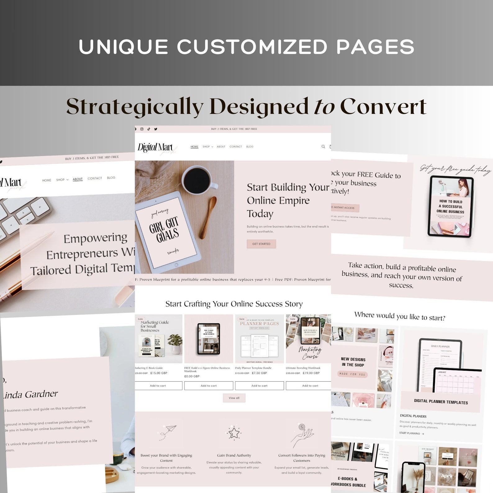 Pink Shopify Theme for Selling Digital Products Ecommerce Business ...