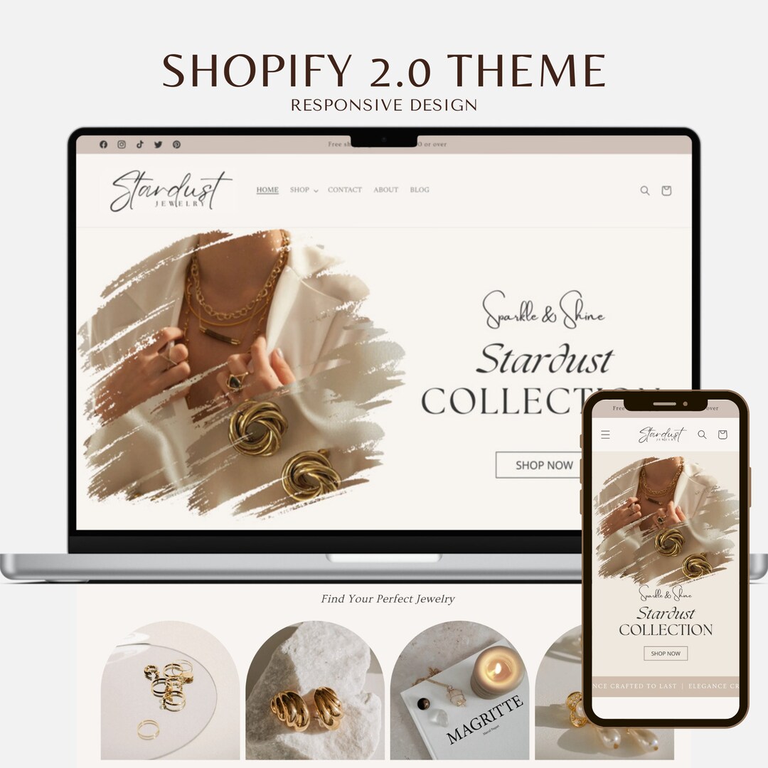 Jewelry Shopify Theme | Minimalist Ecommerce Website Template - Etsy