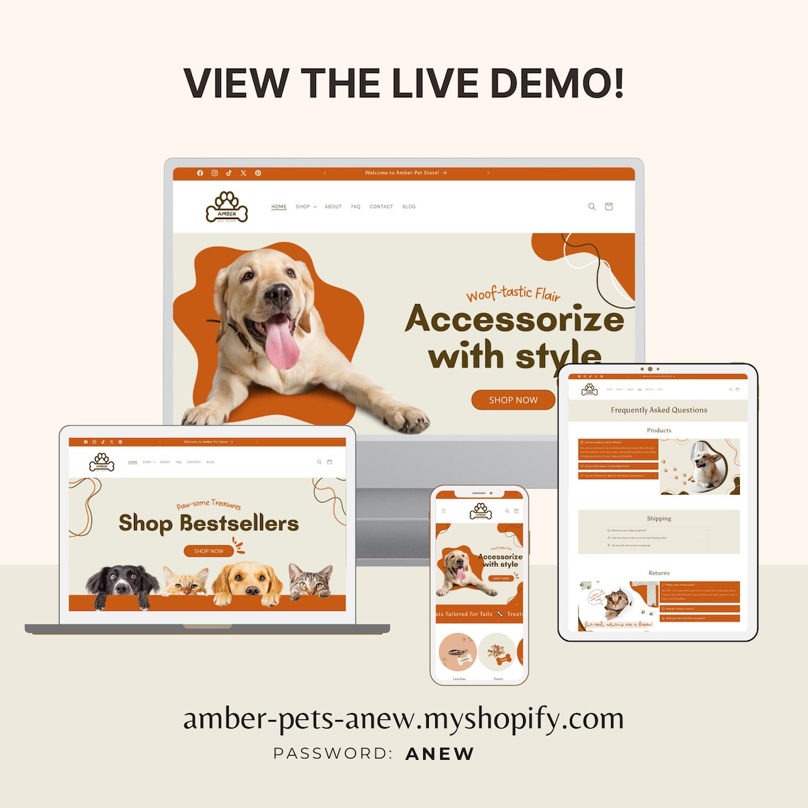Professional Pet Supplies Shopify Theme Easy-to-edit Website Template ...