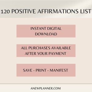 120 Daily Affirmations List, Self-love, Goal Setting (digital PDF) - Etsy