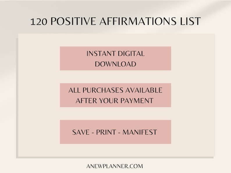 120 Daily Affirmations List, Self-love, Goal Setting (digital PDF) - Etsy