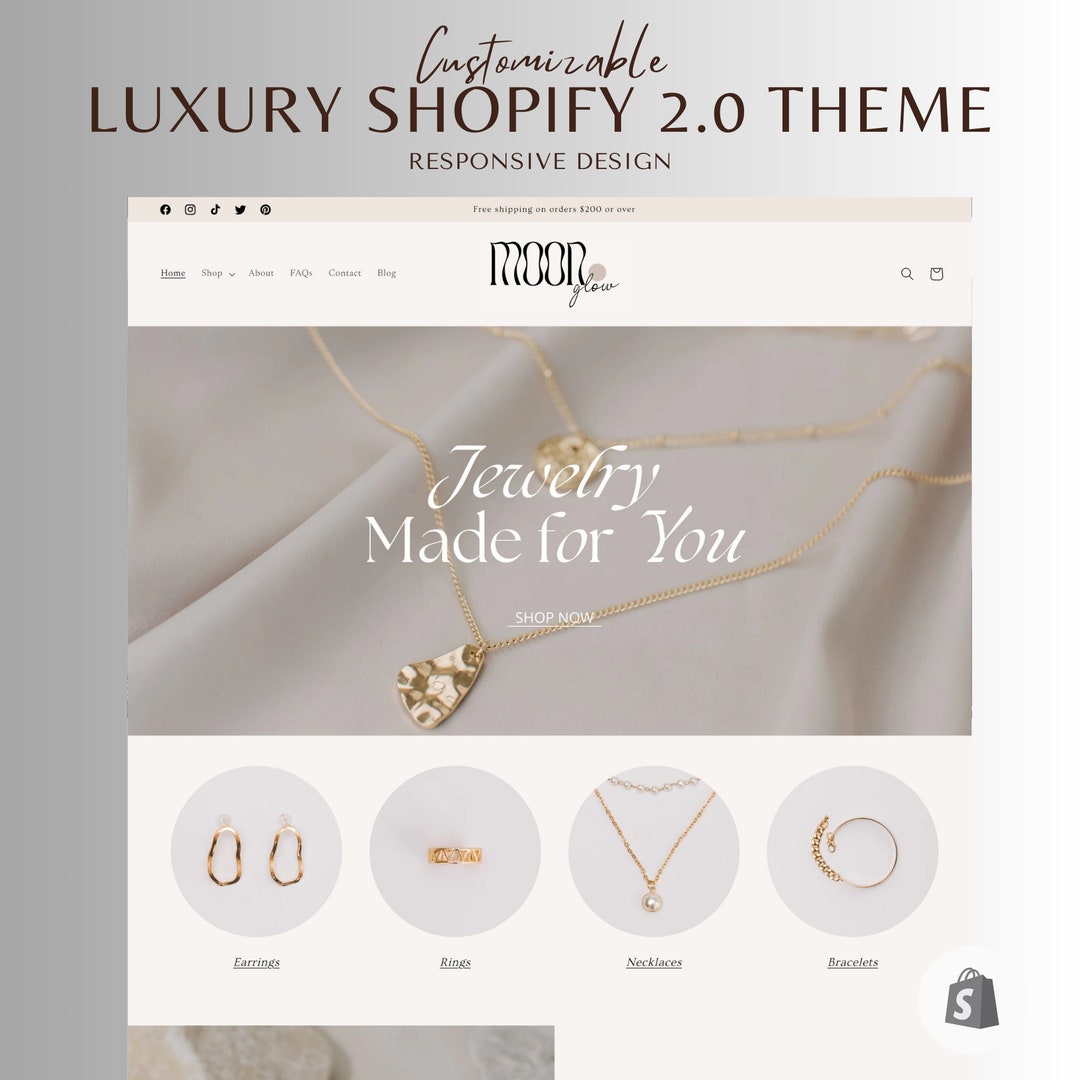 Luxury Shopify Theme Jewelry Website Template Shopify Store Template ...