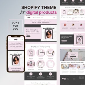 Pink Shopify Theme for Selling Digital Products Ecommerce Business ...