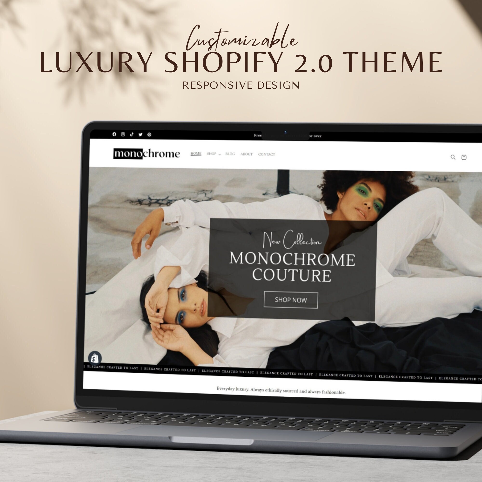 Shopify Theme Black and White, Minimal Shopify Website, Shopify Website ...
