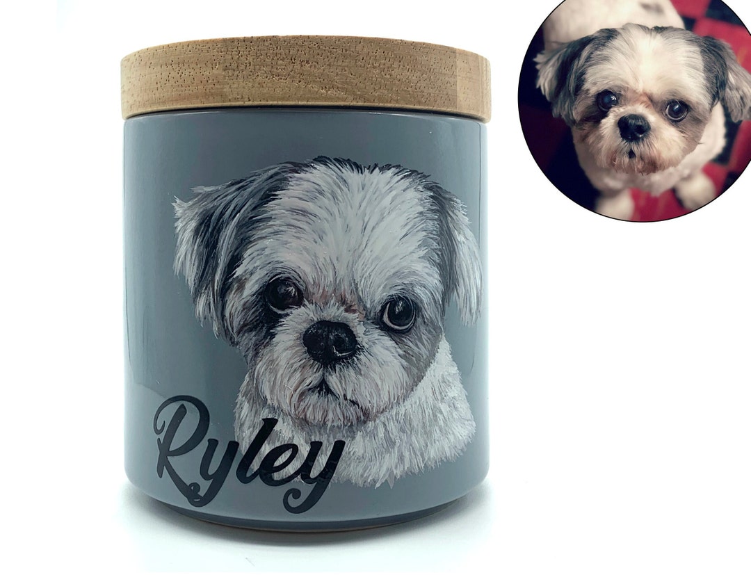 Dog Urn for Ashes . Custom Hand-painted Puppy Portrait From Photo ...
