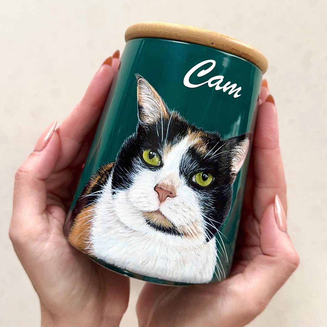 Hand-painted Pet Ashes Urn – Modern Trapezoid Dog/cat Memorial ...