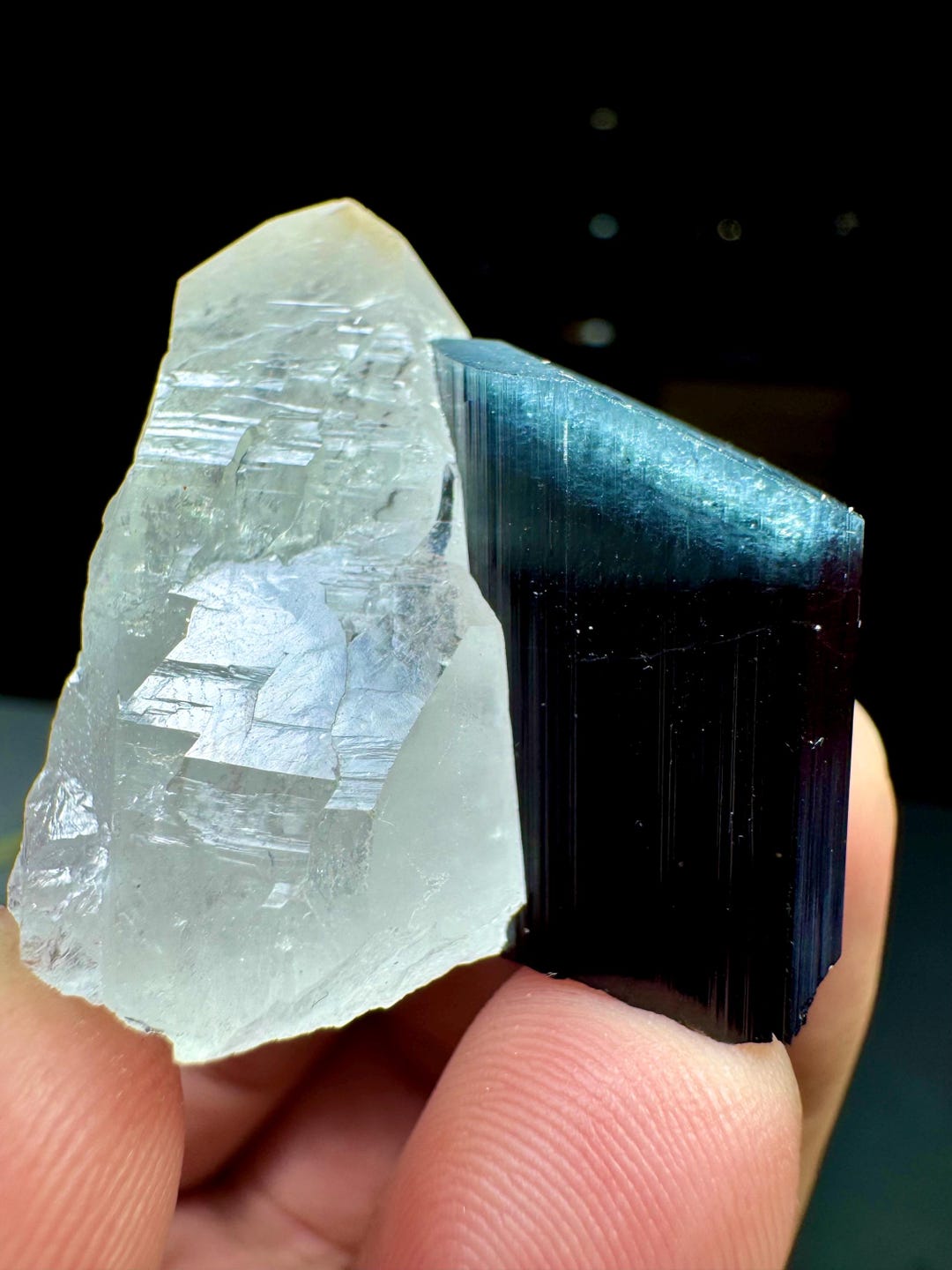 Beautiful Blue Cap Terminated Tourmaline With Quartz Combine Specimen ...