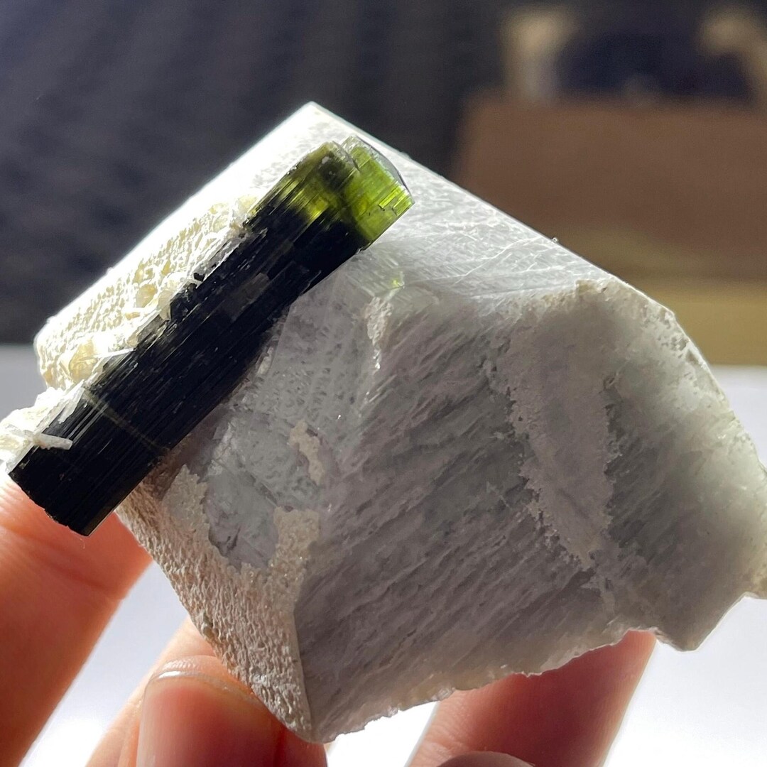 715 Carats Beautiful Green Cap Terminated Tourmaline on Fildspar ...
