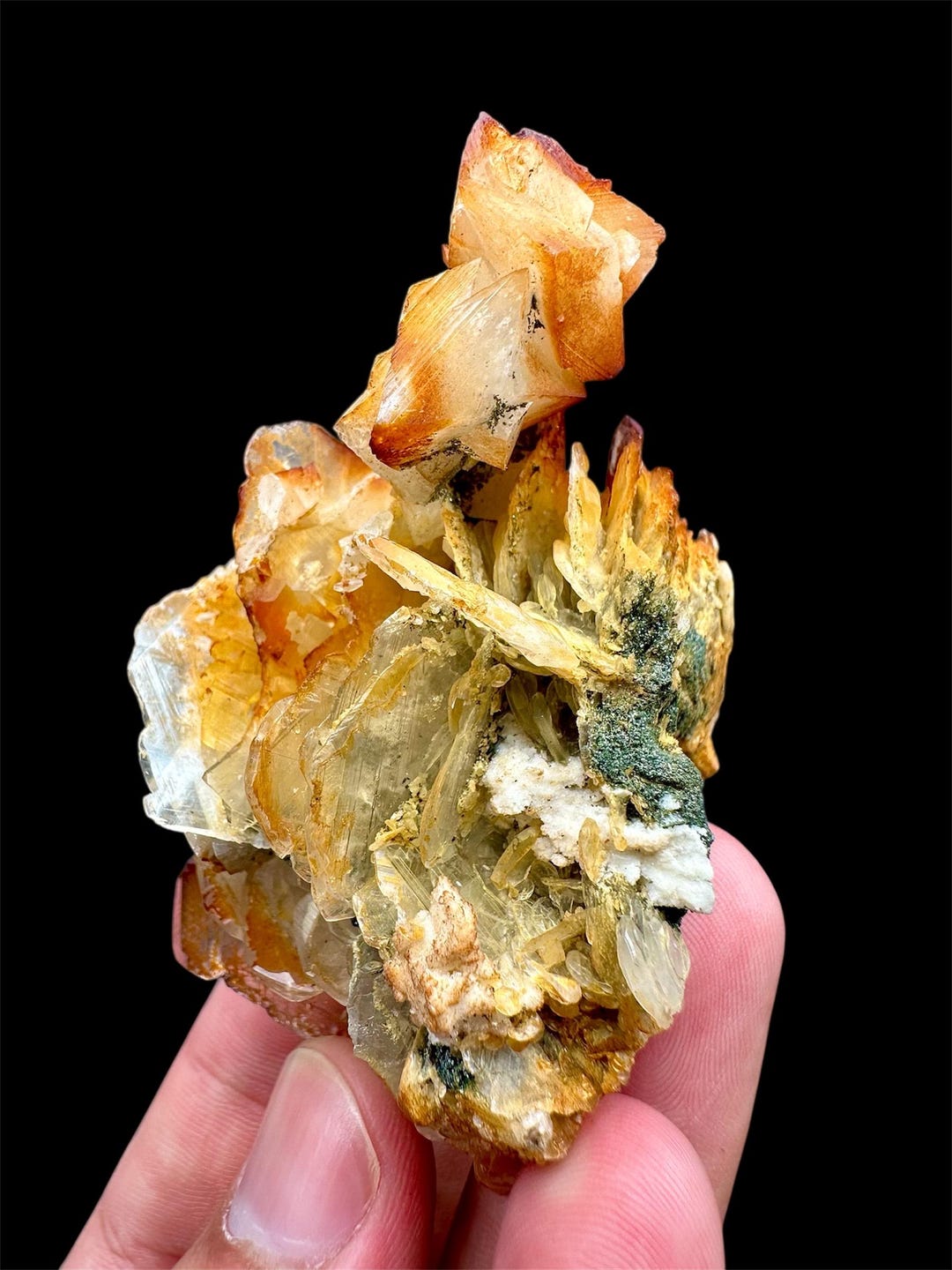 Rare and Beautiful Orange Color Flower Calcite Crystal Cluster Specimen ...
