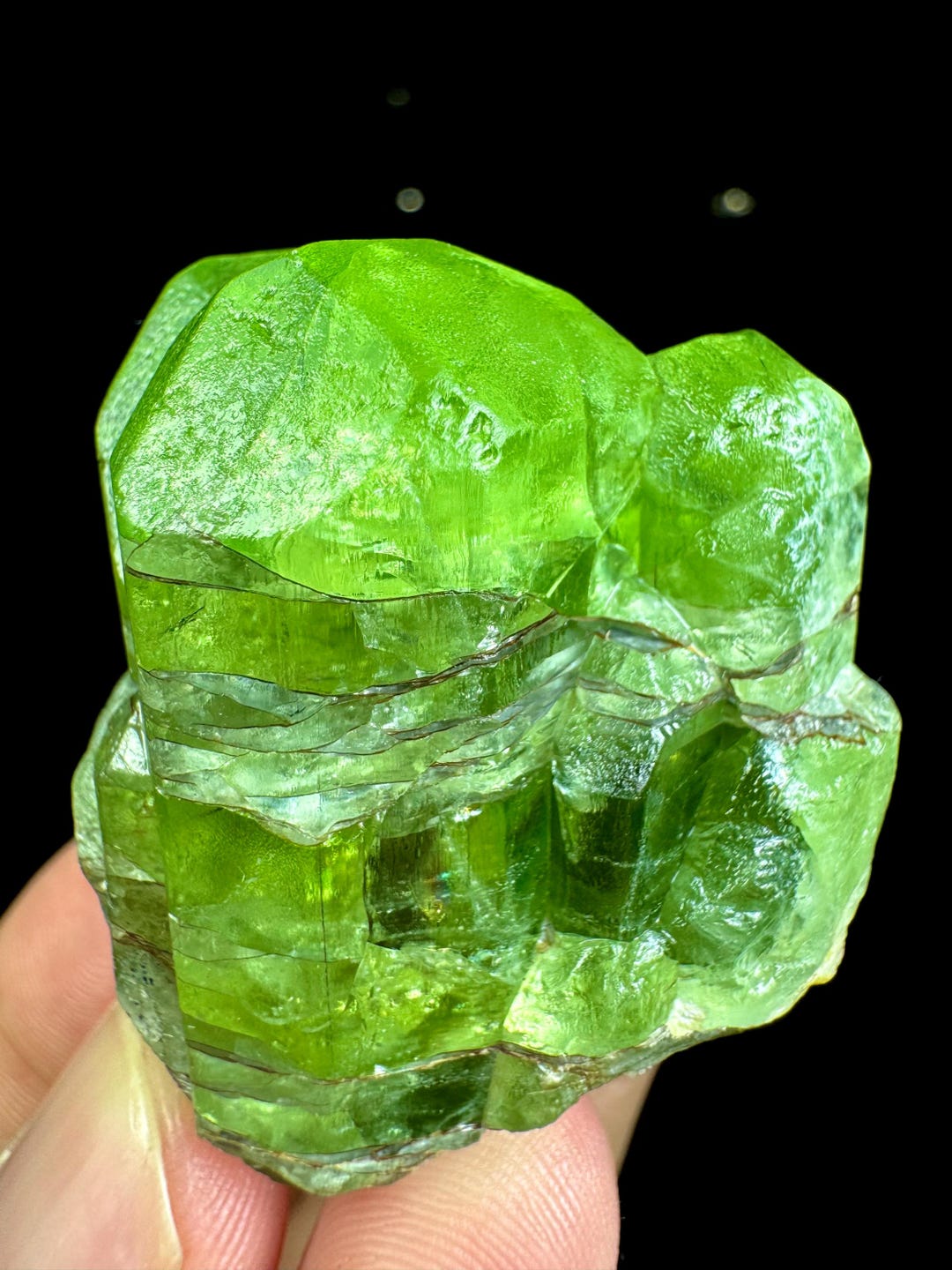 Natural Terminated Green Color Peridot Crystal Cluster on Matrix ...