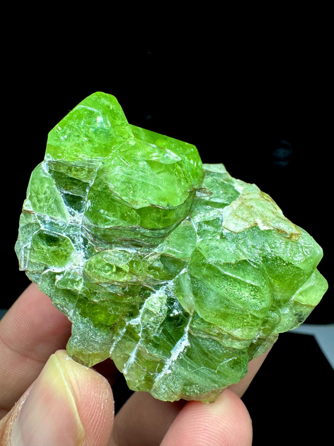 Natural Terminated Green Color Peridot Crystal Cluster on Matrix ...
