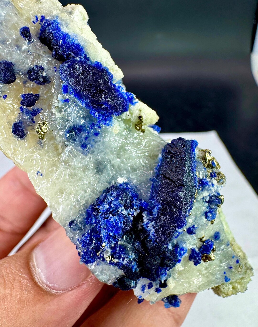 Beautiful Well Terminated Royal Blue Lazurite With Pyrite Crystal on ...