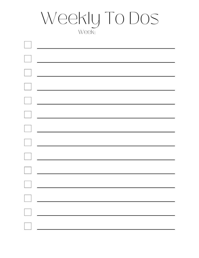 Digital Weekly Checklist, Goodnotes Weekly Checklist, iPad Weekly ...