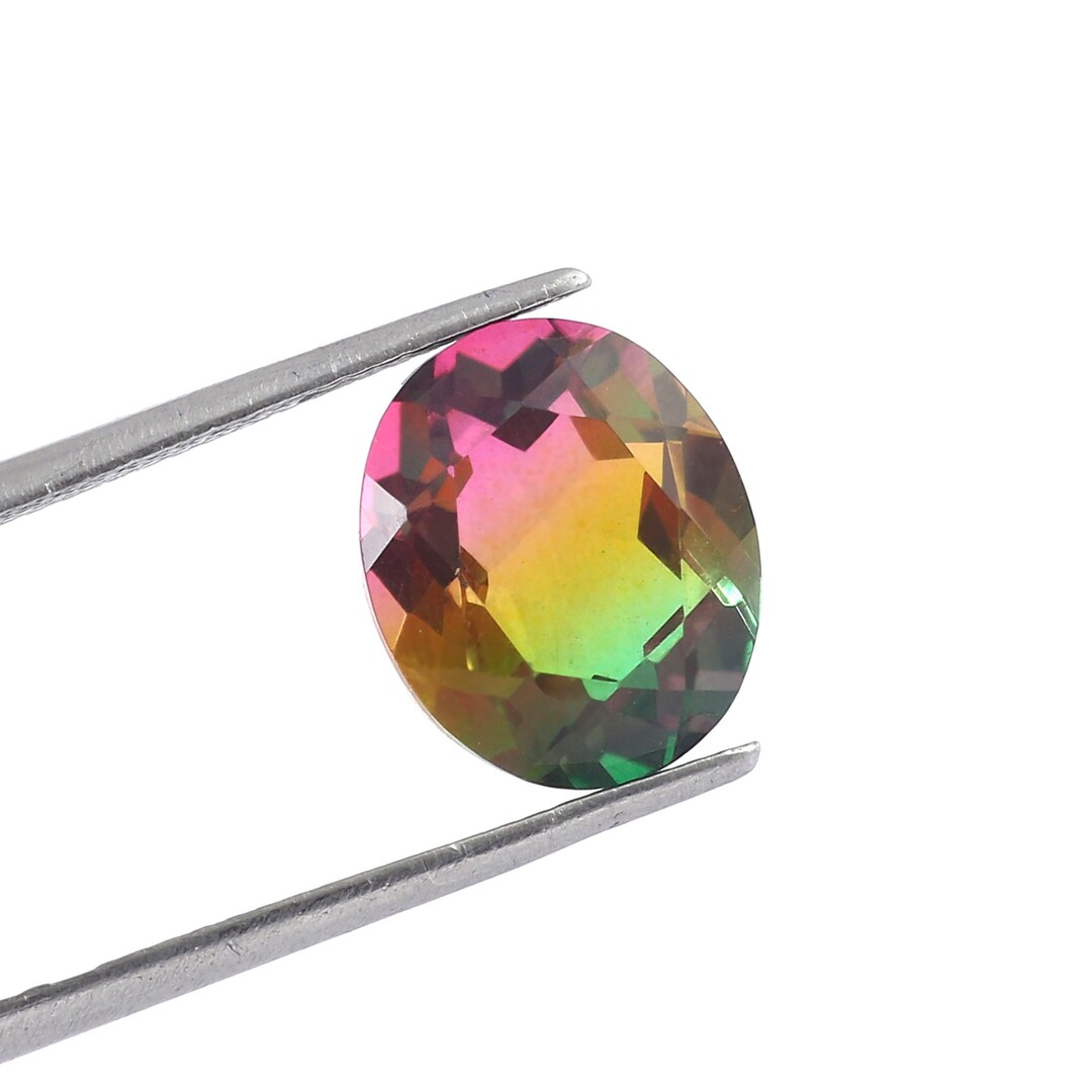 Oval Watermelon Gemstone,tri Color Tourmaline Doublet Crystal ...