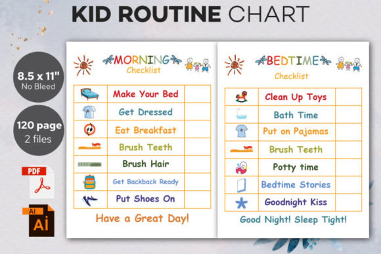 Kids Printable Routine Chart - Etsy